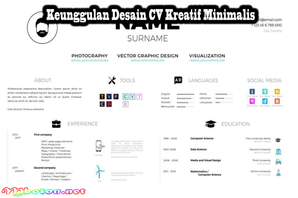 Desain CV Kreatif: Minimalis Yang Elegan Terbaik Terstruktur - Mboton